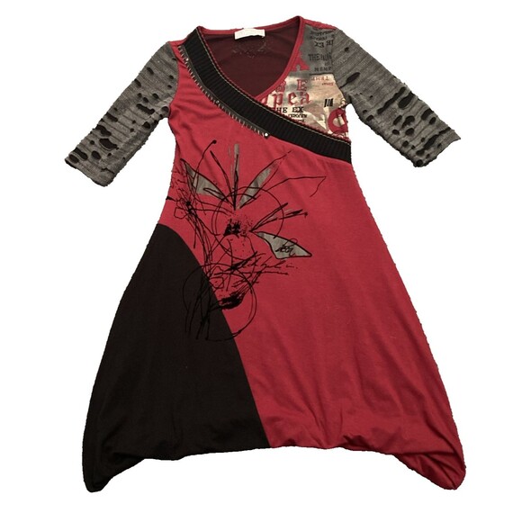Deca | Dresses | Deca Paris Art To Wear Dress Size T Small Red Black ...